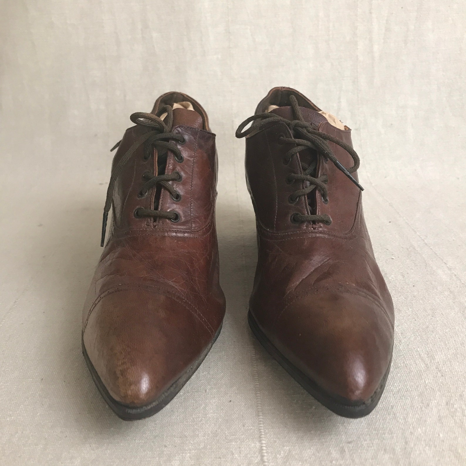 Edwardian Oxford Shoes 1910s Heels Brown Leather // Size 6 1/2 - Etsy ...