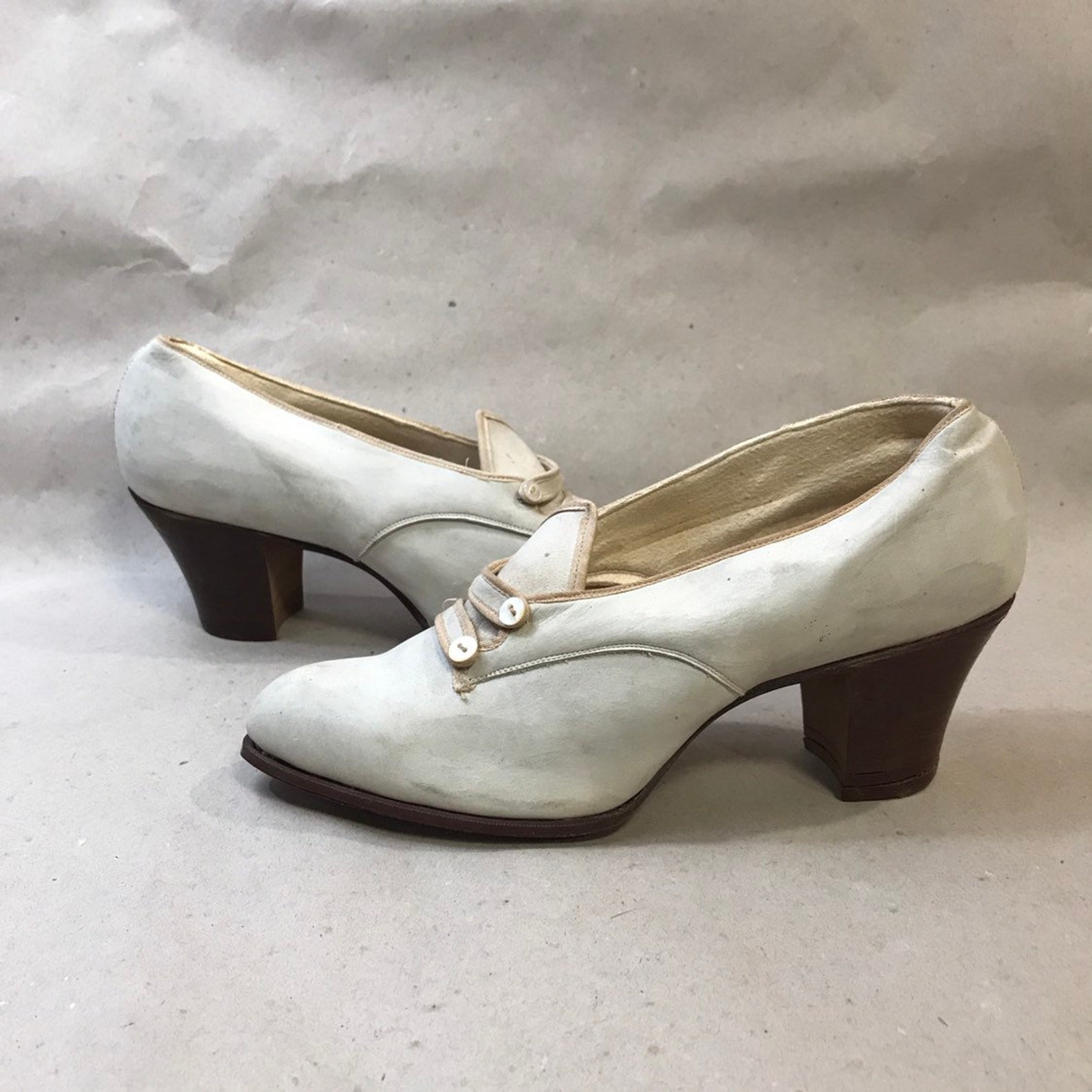Edwardian Shoes 1910s Heels White // Size 4 1/2 5 NOS - Etsy