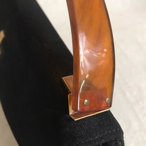 Black Edina Ronay Handbag // Vintage 50s Purse Amber Handle Women's ...