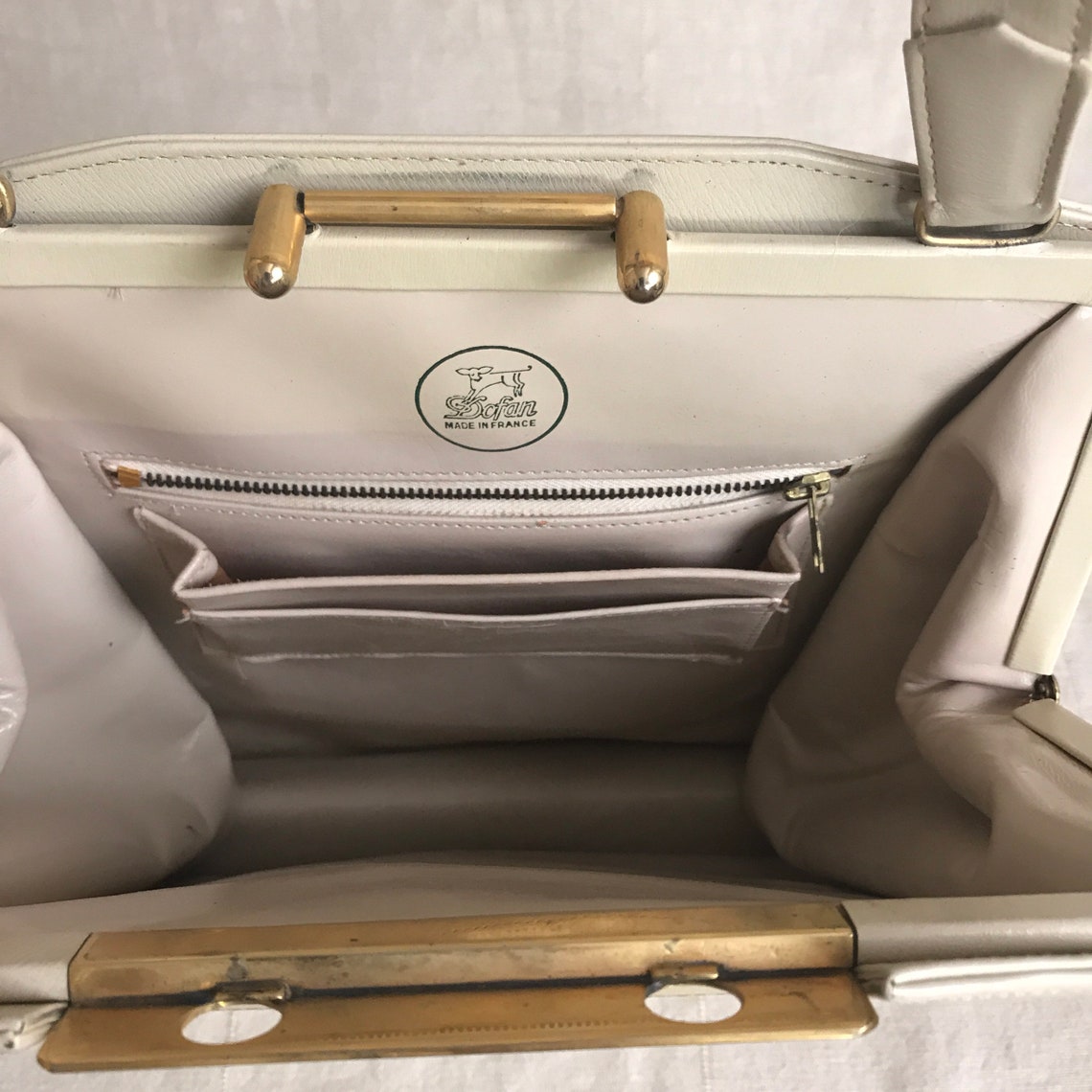 Dofan Purse White Leather Handbag // Vintage French 50s 60s - Etsy