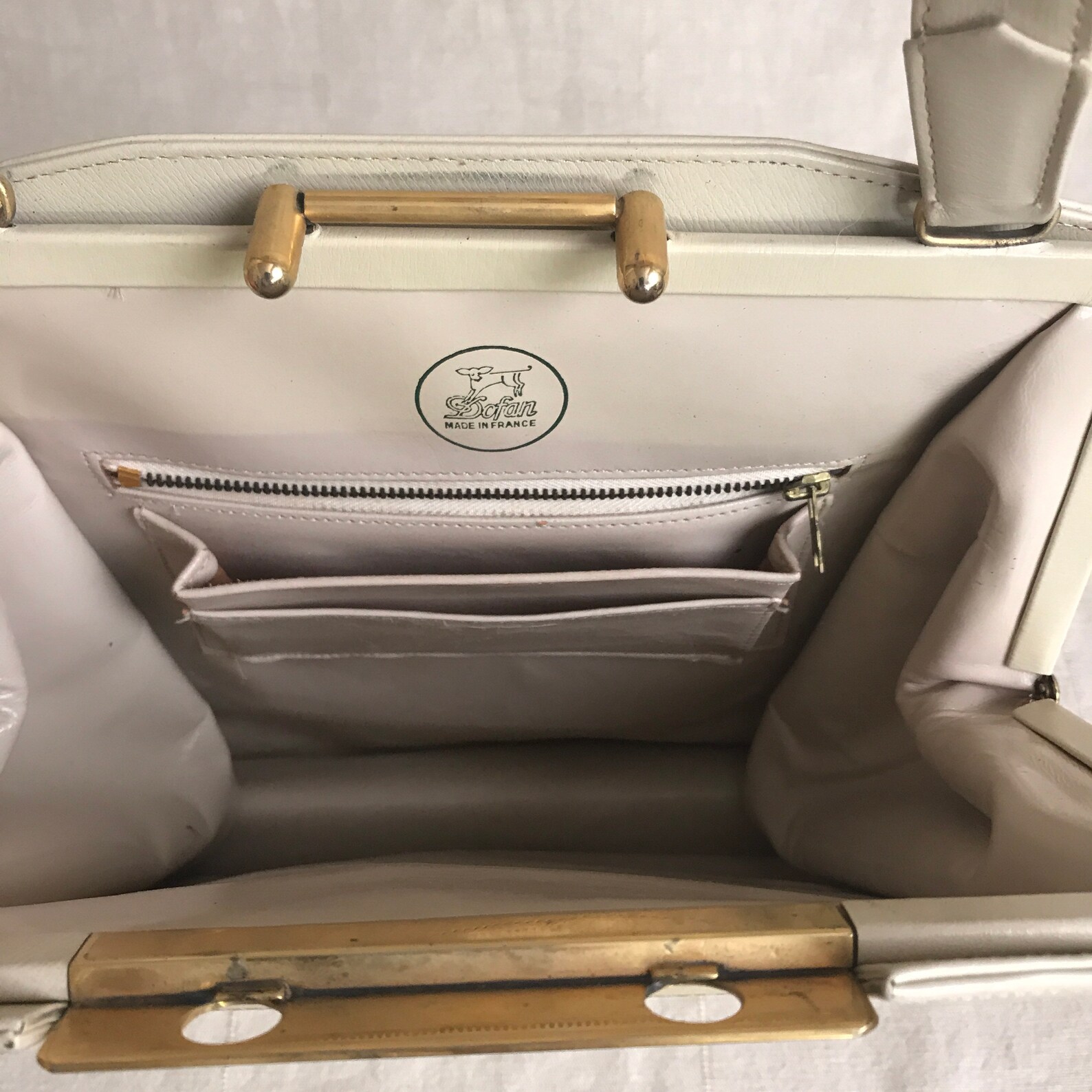 Dofan Purse White Leather Handbag // Vintage French 50s 60s - Etsy