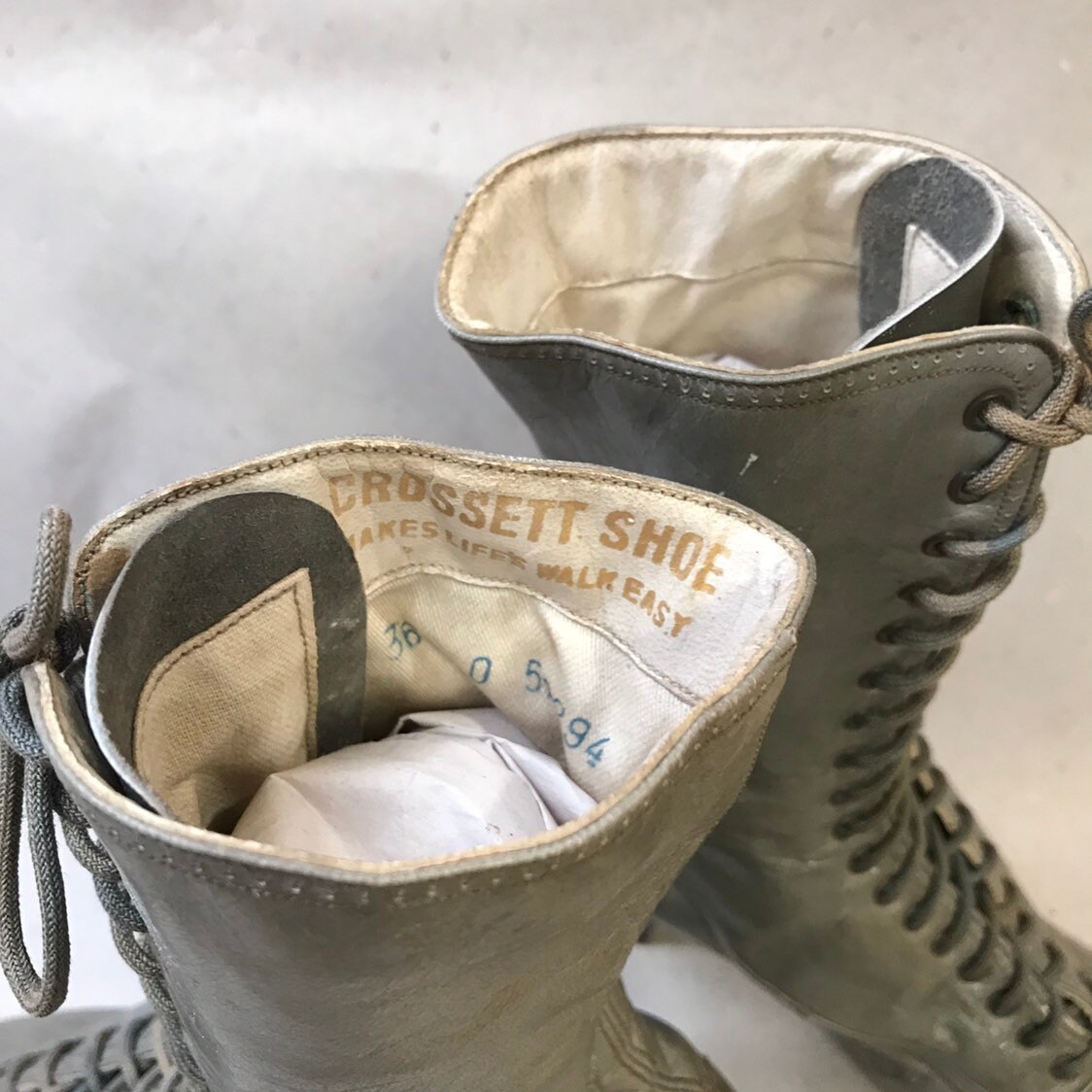 Gray Granny Boots Leather 1910s Size 6 NOS Deadstock Edwardian Lace up ...