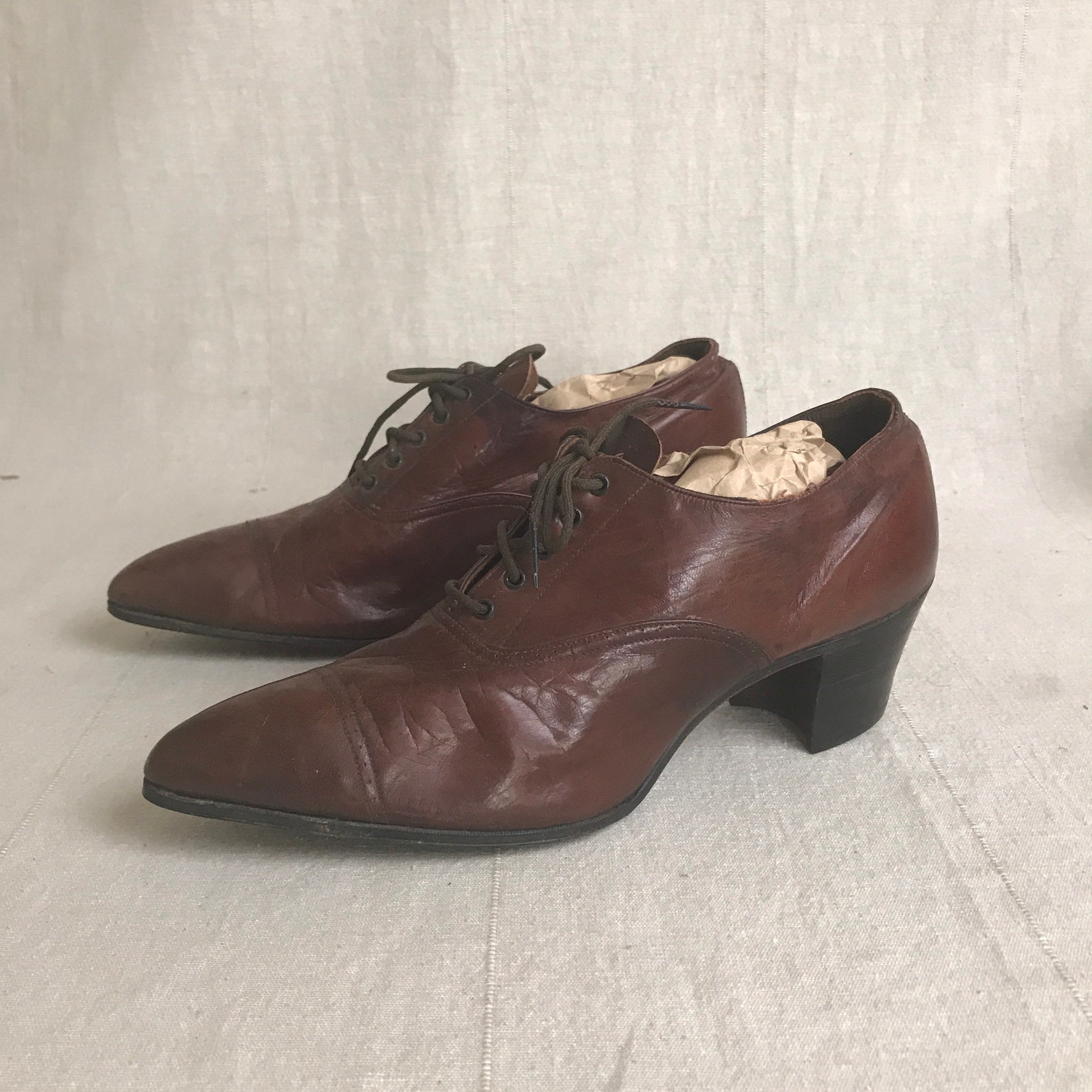 Edwardian Oxford Shoes 1910s Heels Brown Leather // Size 6 1/2 - Etsy ...
