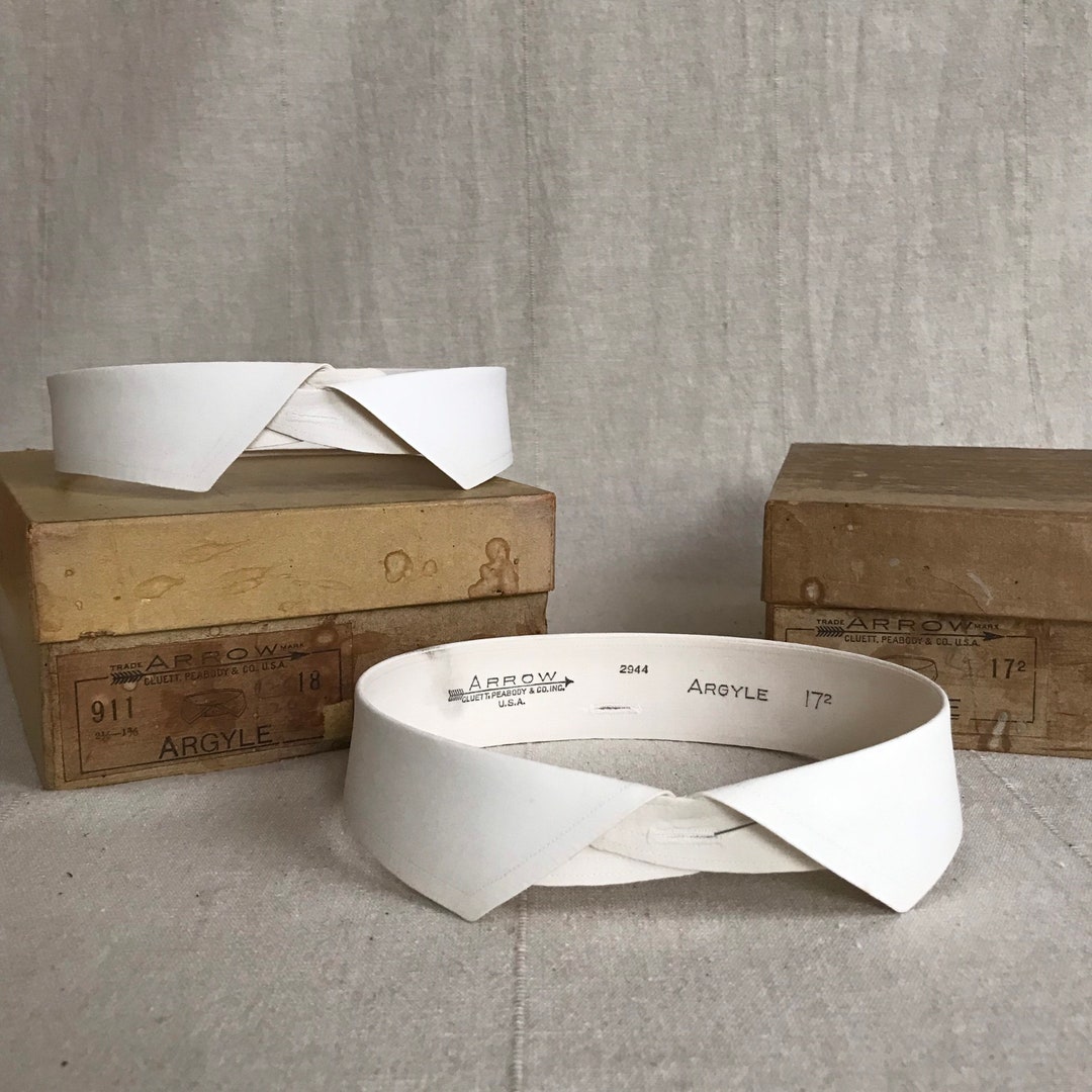 Deadstock Arrow Detachable Collar: Argyle Open Point Size 14 1/4 17 1/2 ...