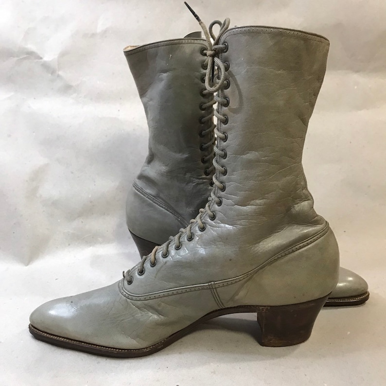 Gray Granny Boots Leather 1910s Size 6 NOS Deadstock Edwardian Lace up ...