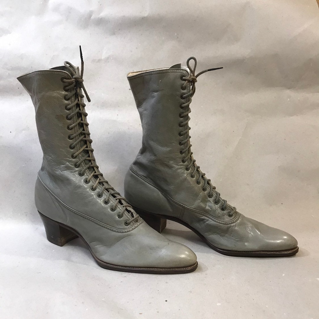 Gray Granny Boots Leather 1910s Size 6 NOS Deadstock Edwardian Lace up ...