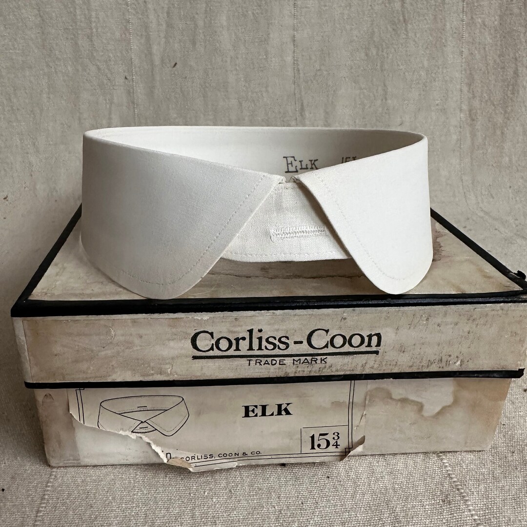 Collar Corliss Coon Elk Size 15 3/4 // 1900s Deadstock Round Edwardian ...