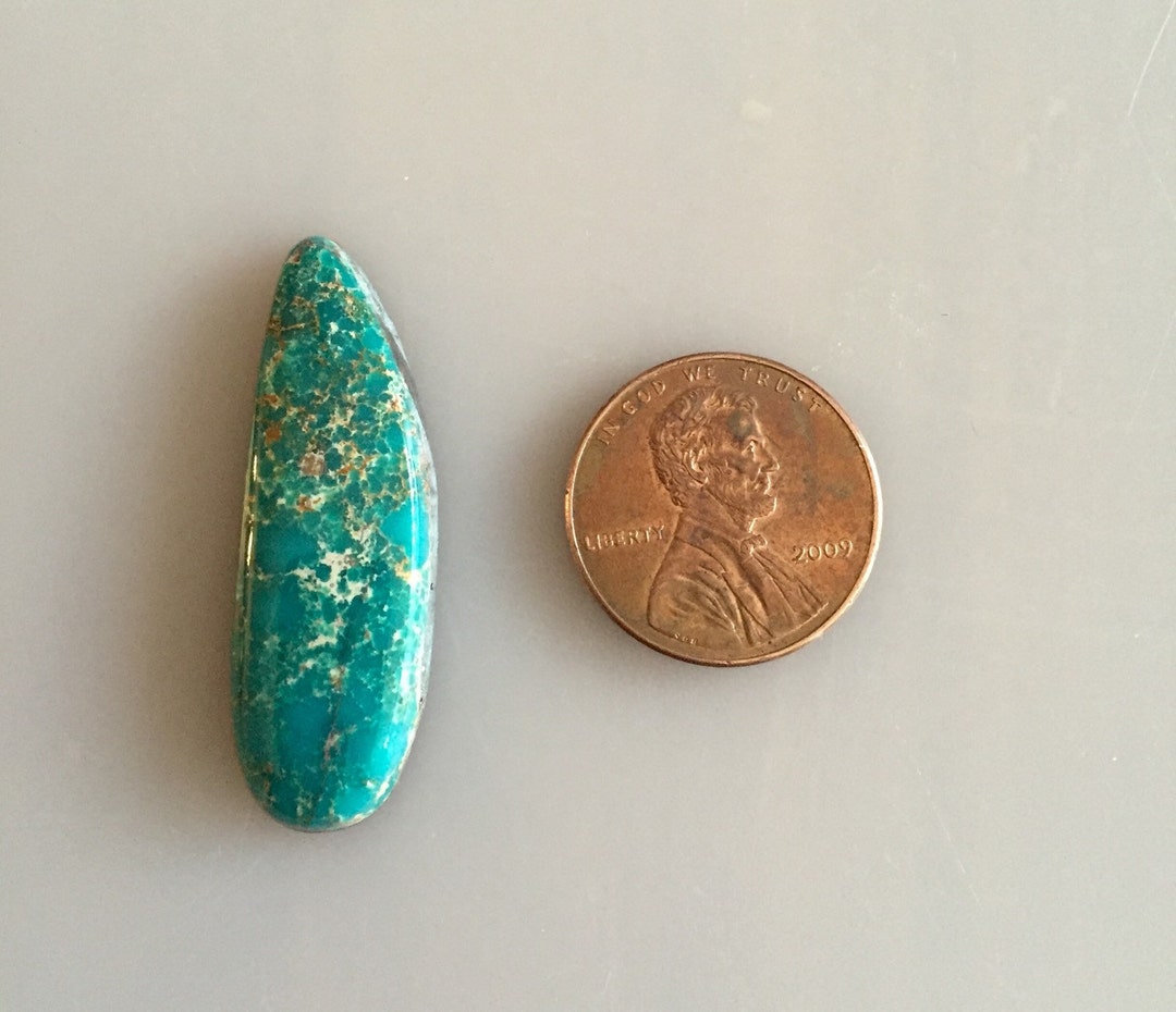 BG13 Blue Gem Turquoise Cabochon Natural 14.5 Carat Beautiful Blue ...