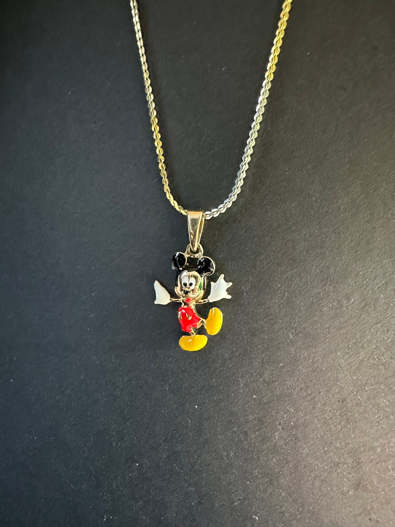 Disney Mickey Mouse Enameled Pendant in 14kt Gold Iconic Character ...
