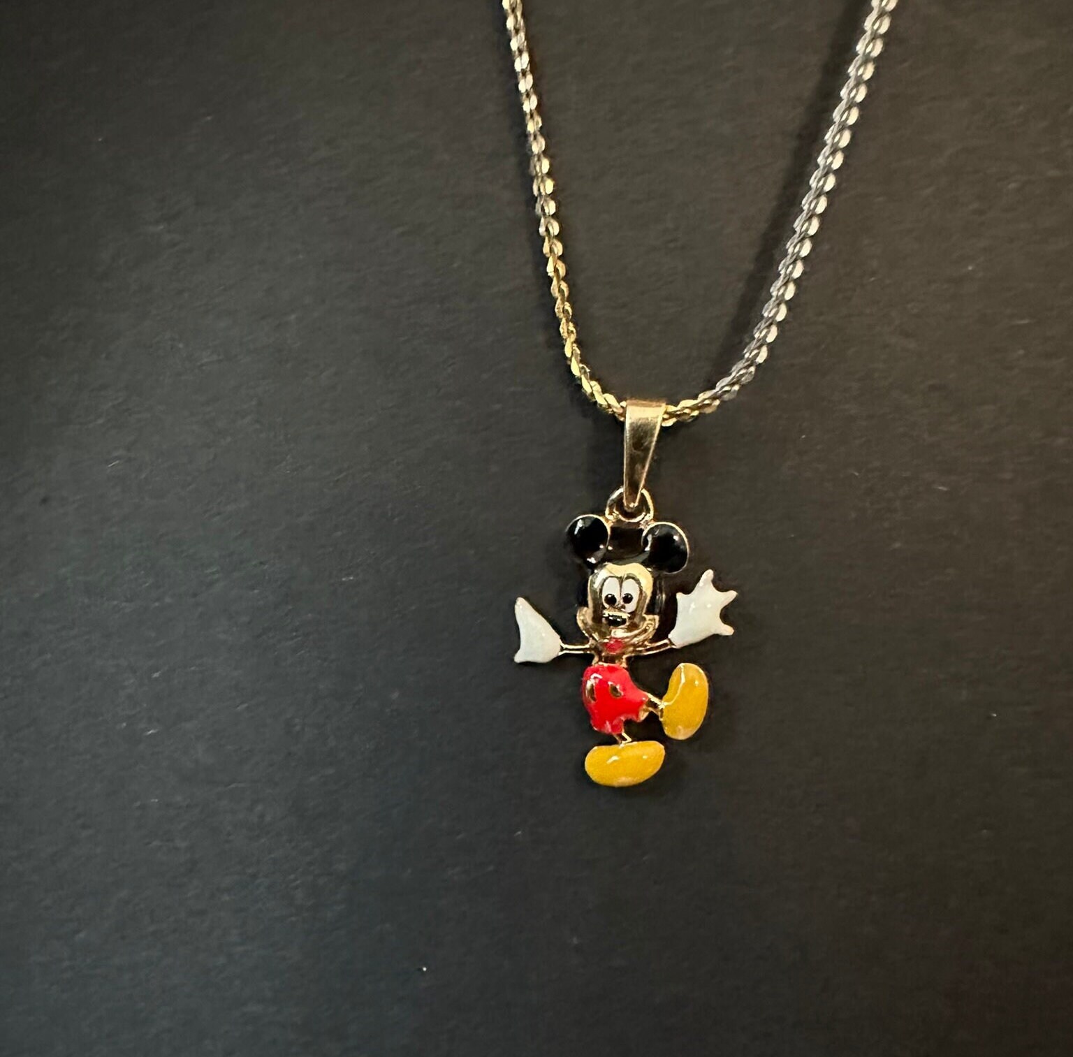 Disney Mickey Mouse Enameled Pendant in 14kt Gold Iconic Character ...