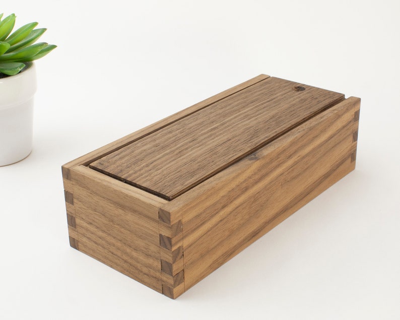 Handmade Solid Walnut Sliding Lid Box | Etsy