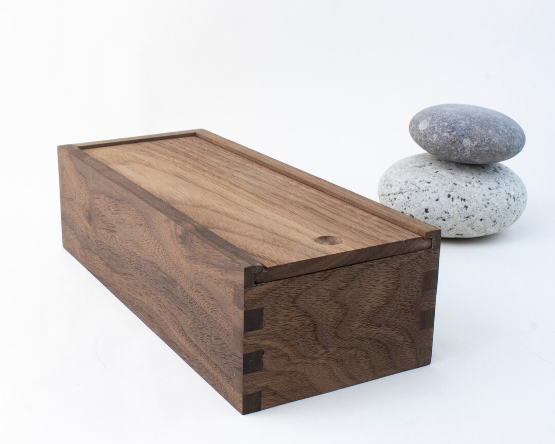Handmade Solid Walnut Sliding Lid Box - Etsy
