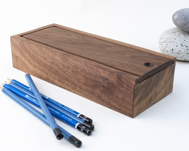 Handmade Solid Walnut Pencil Box - Etsy