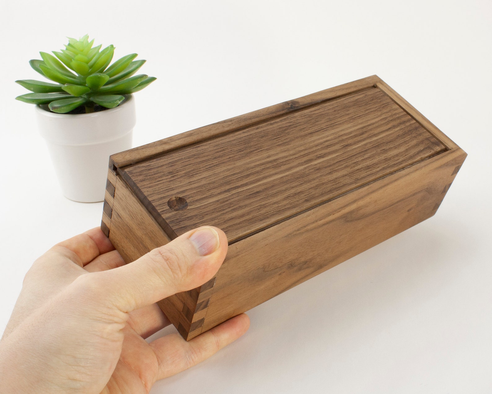 Handmade Solid Walnut Sliding Lid Box - Etsy