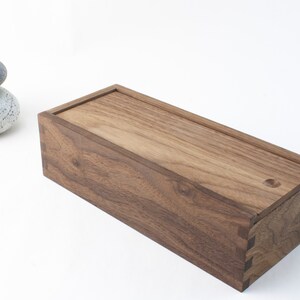 Handmade Solid Walnut Sliding Lid Box - Etsy