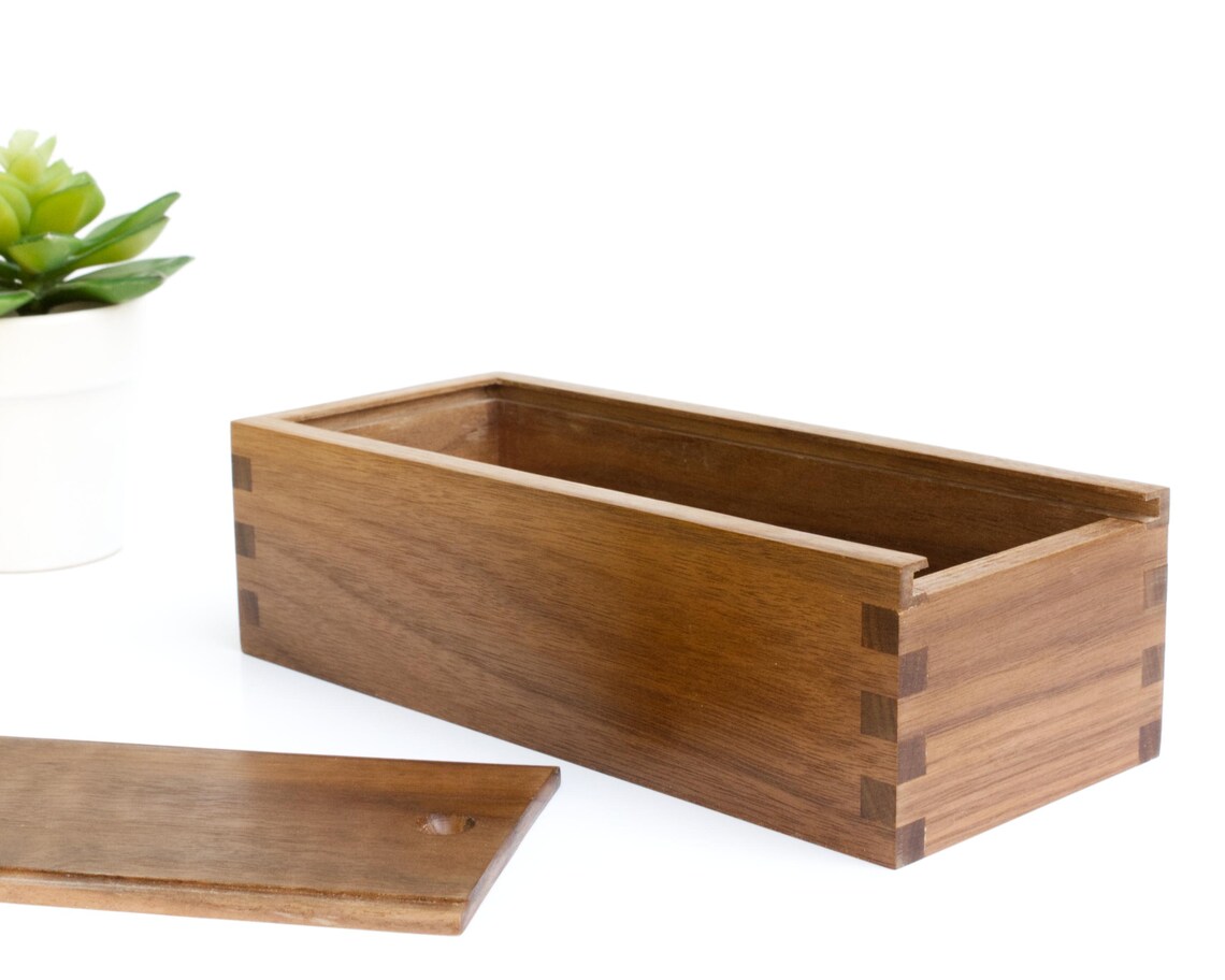 Handmade Solid Walnut Sliding Lid Box - Etsy