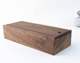 Handmade Solid Walnut Sliding Lid Box - Etsy