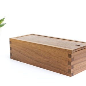 Handmade Solid Walnut Sliding Lid Box - Etsy