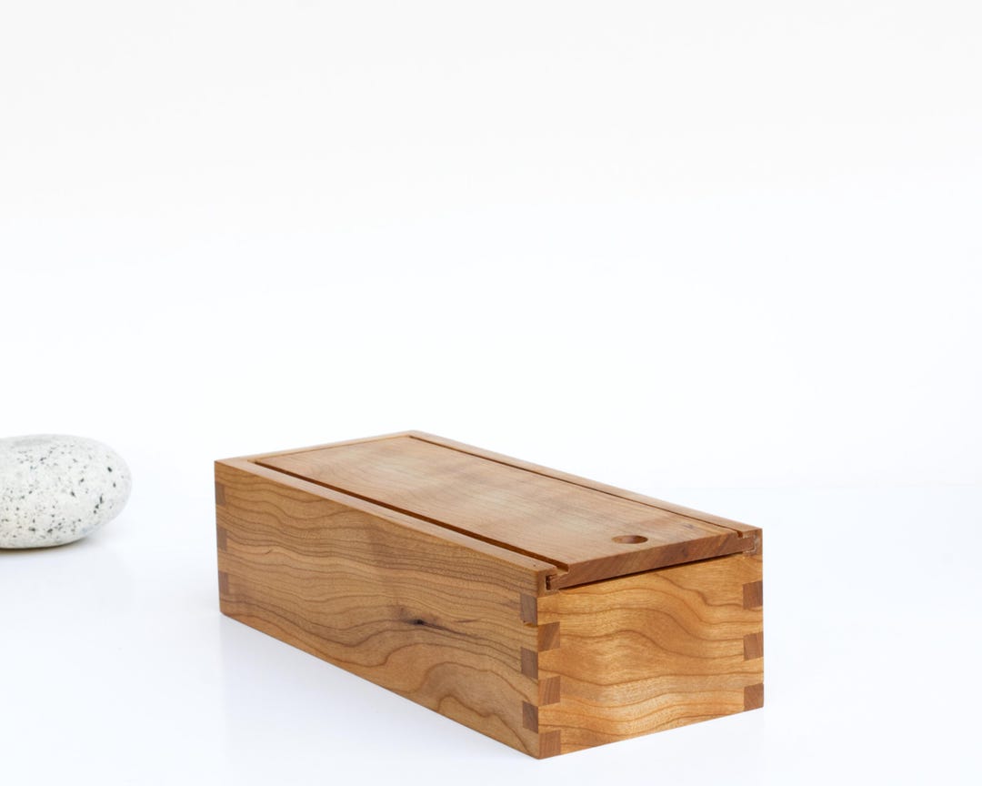 Handmade Cherry Wood Sliding Lid Box - Etsy