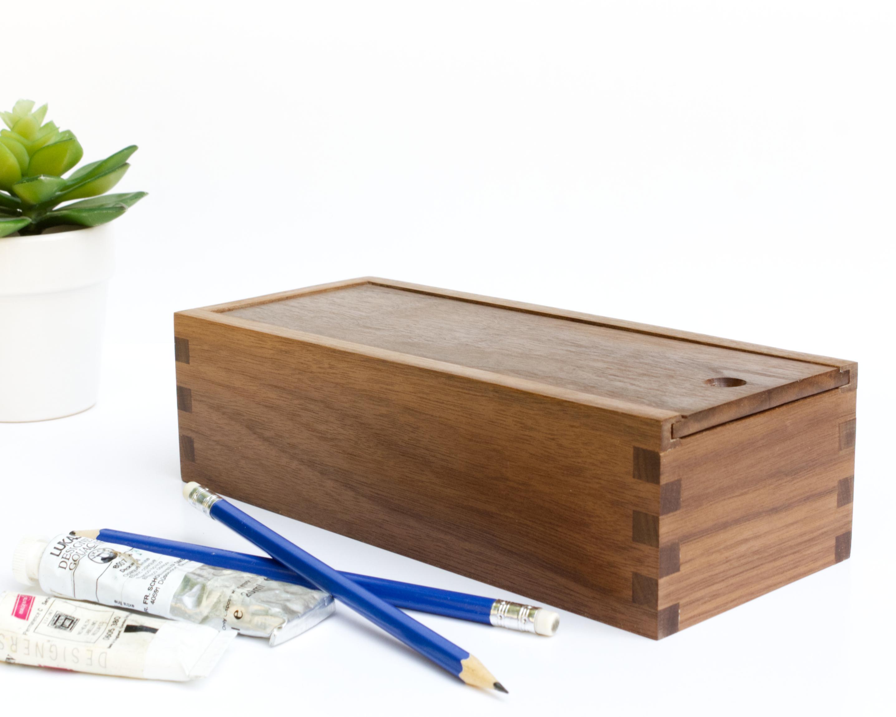 Handmade Solid Walnut Sliding Lid Box - Etsy