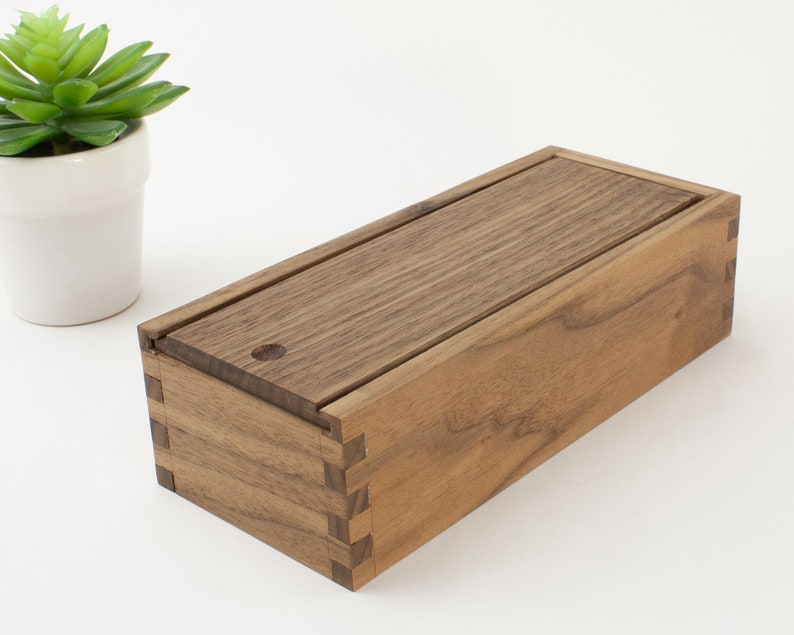 Handmade Solid Walnut Sliding Lid Box - Etsy