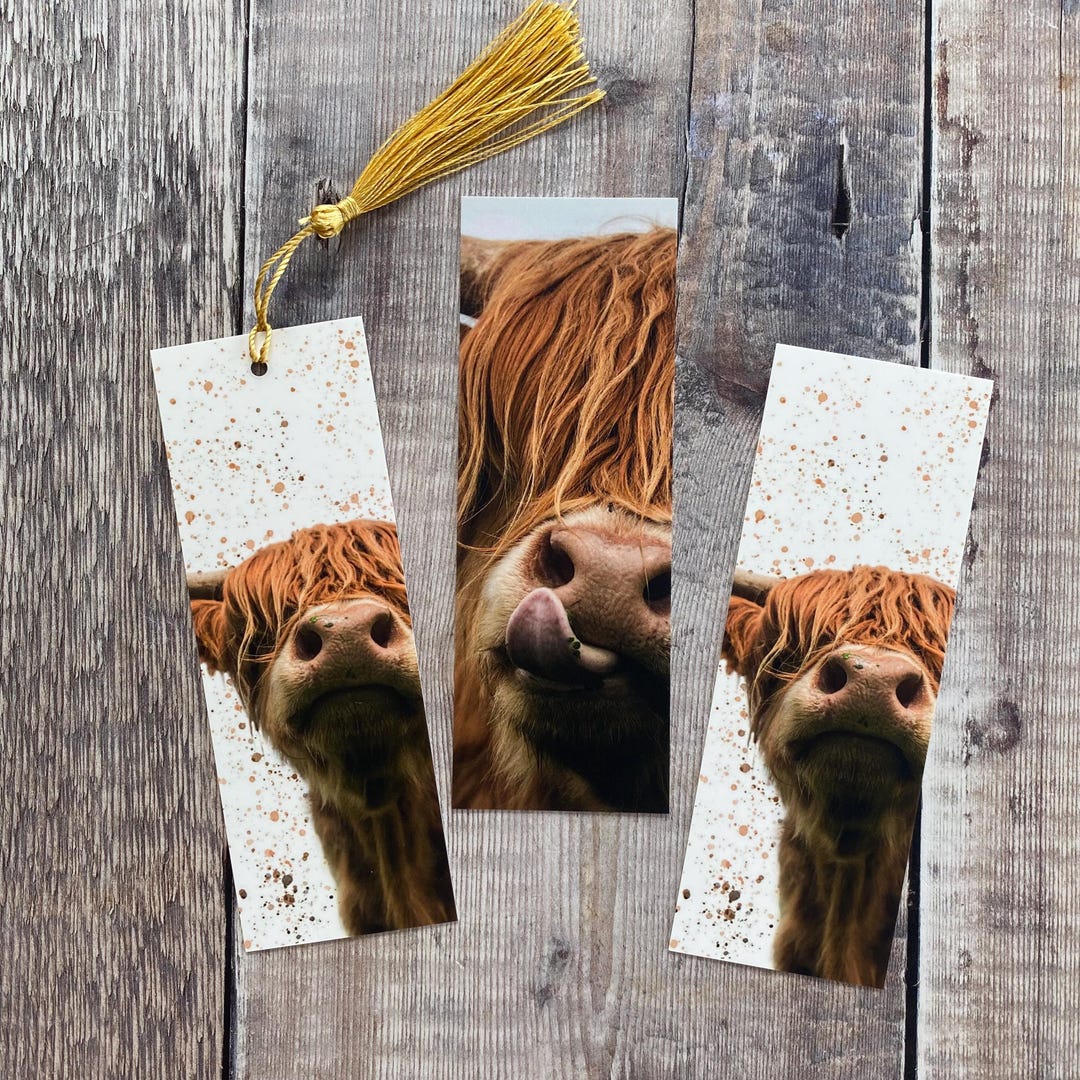 Highland Cow Bookmark: Velvet Laminated Finish, Book Lover Gift - Etsy