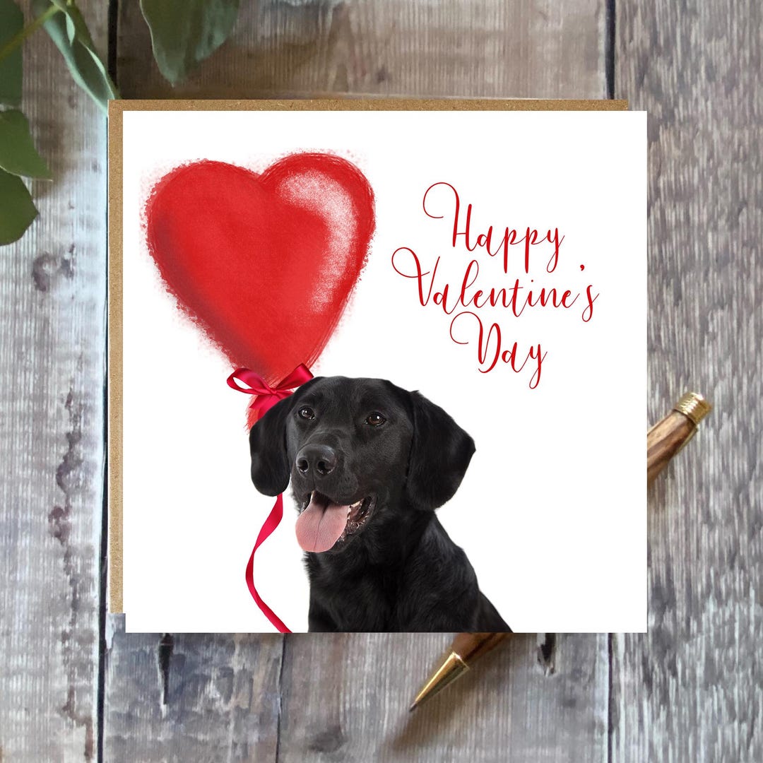 Black Labrador Valentines Day Card - Black Labrador Dog Card - Dog ...