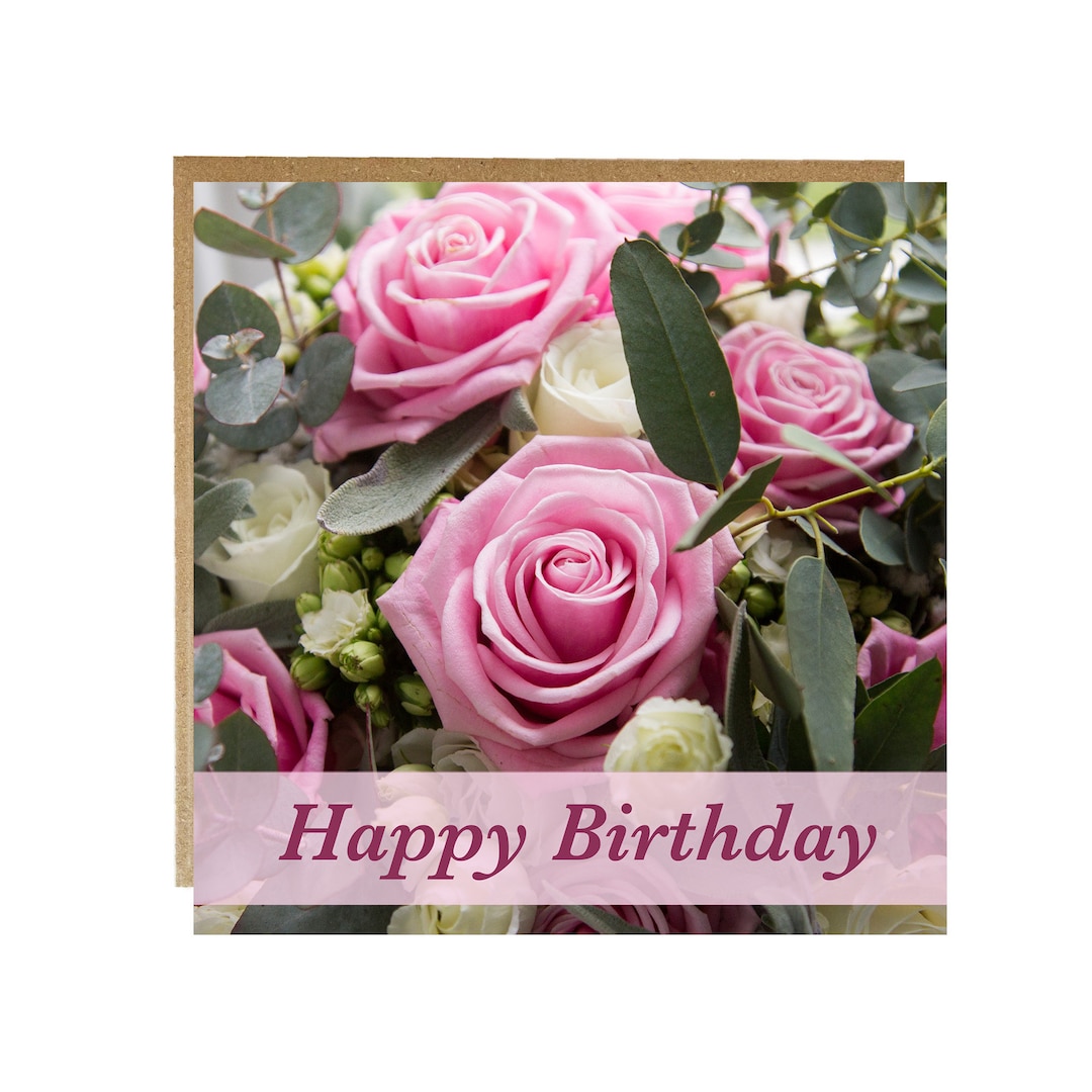 Pink Rose Happy Birthday Card: Floral Card for Loved One - Etsy
