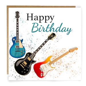 Guitar Birthday Card - Happy Birthday Guitar Card - Guitarist Card ...