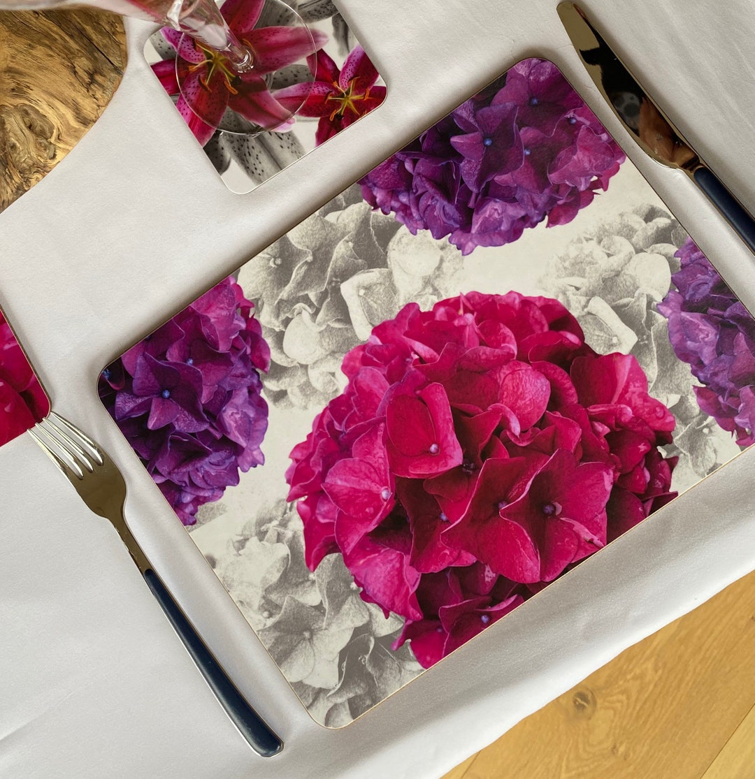Hydrangea Flower Placemat and Coaster Set Placemat and Coster Set ...