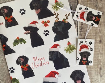 Festive Black Labrador Christmas Wrapping Paper - Etsy