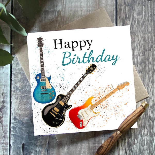 Guitar Greeting Card - Etsy UK