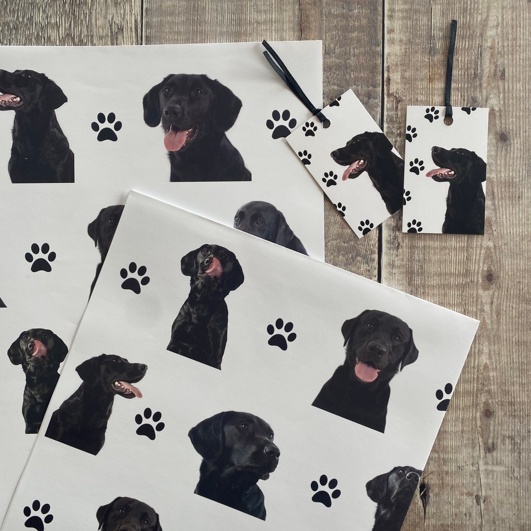 Black Labrador Gift Wrap and Tag Set: Dog Lover Gift Wrap - Labrador ...