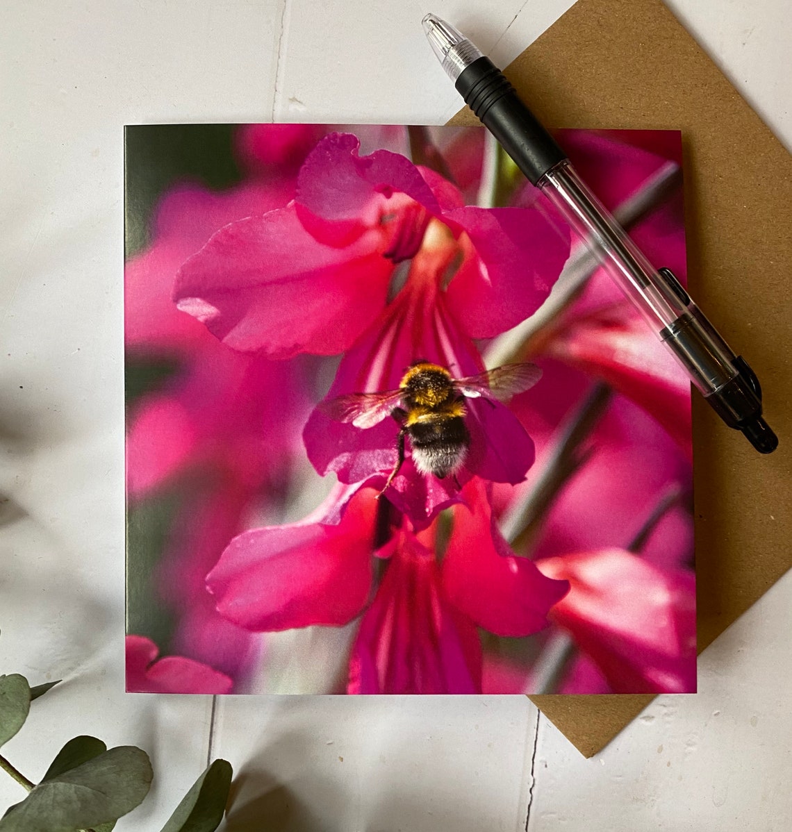 Bee Greeting Card Greeting Card With Photo of Bee in Flowers Bee Card ...