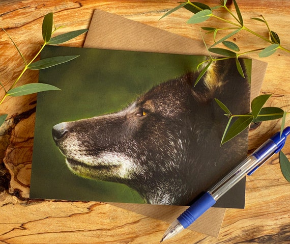 Wolf face greeting card wolf greeting card greeting card | Etsy