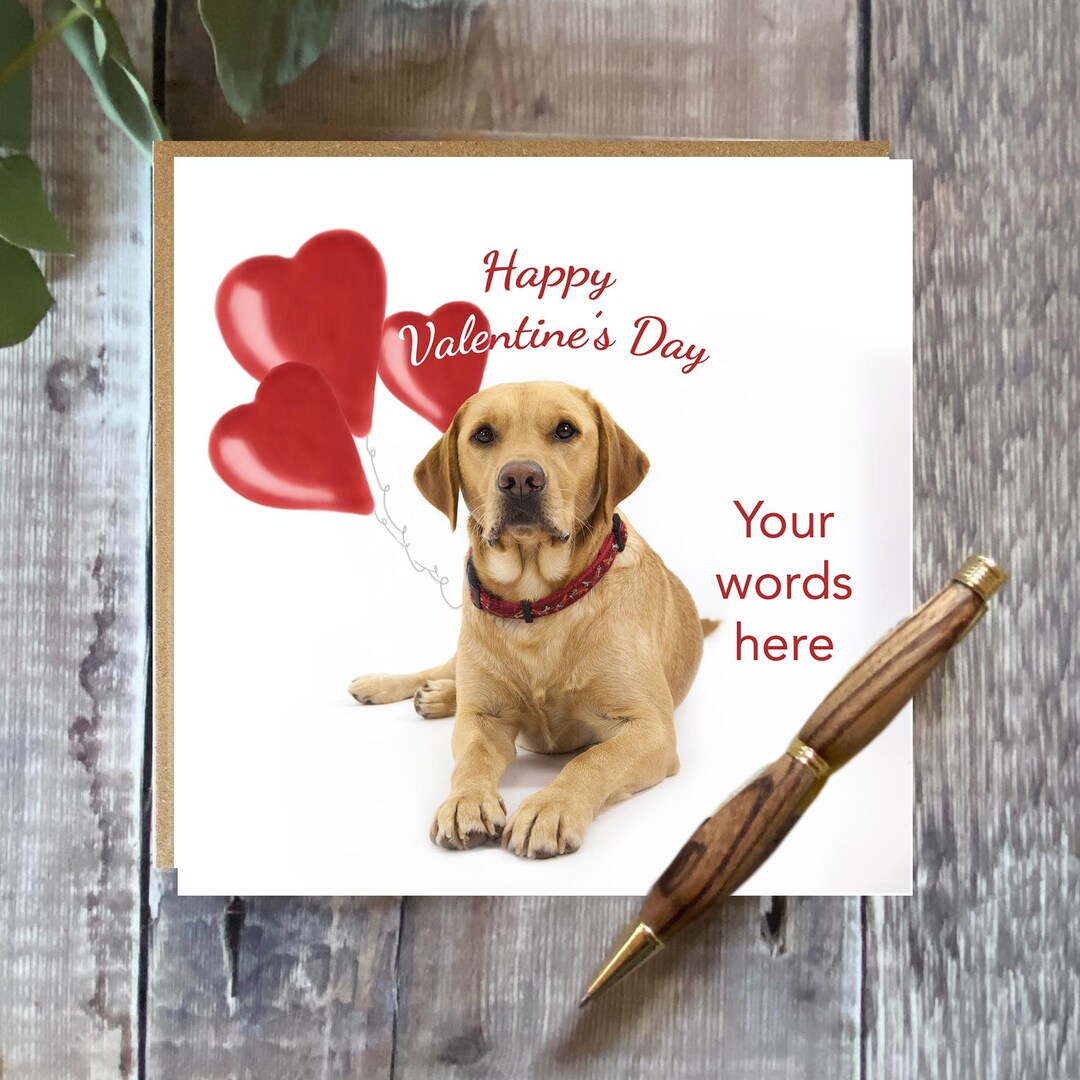 Labrador Valentines Day Card Yellow Labrador Dog Card Dog Valentine's ...