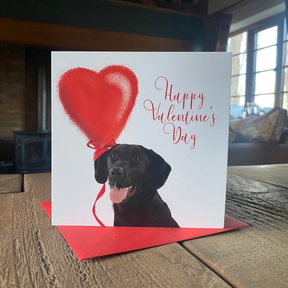 Black Labrador Happy Valentines Valentine's Cards WeAreShakePaws