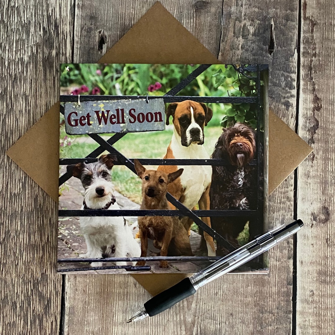 Get Well Soon Card - Dogs Saying Get Well Soon - Feel Better - Speedy ...