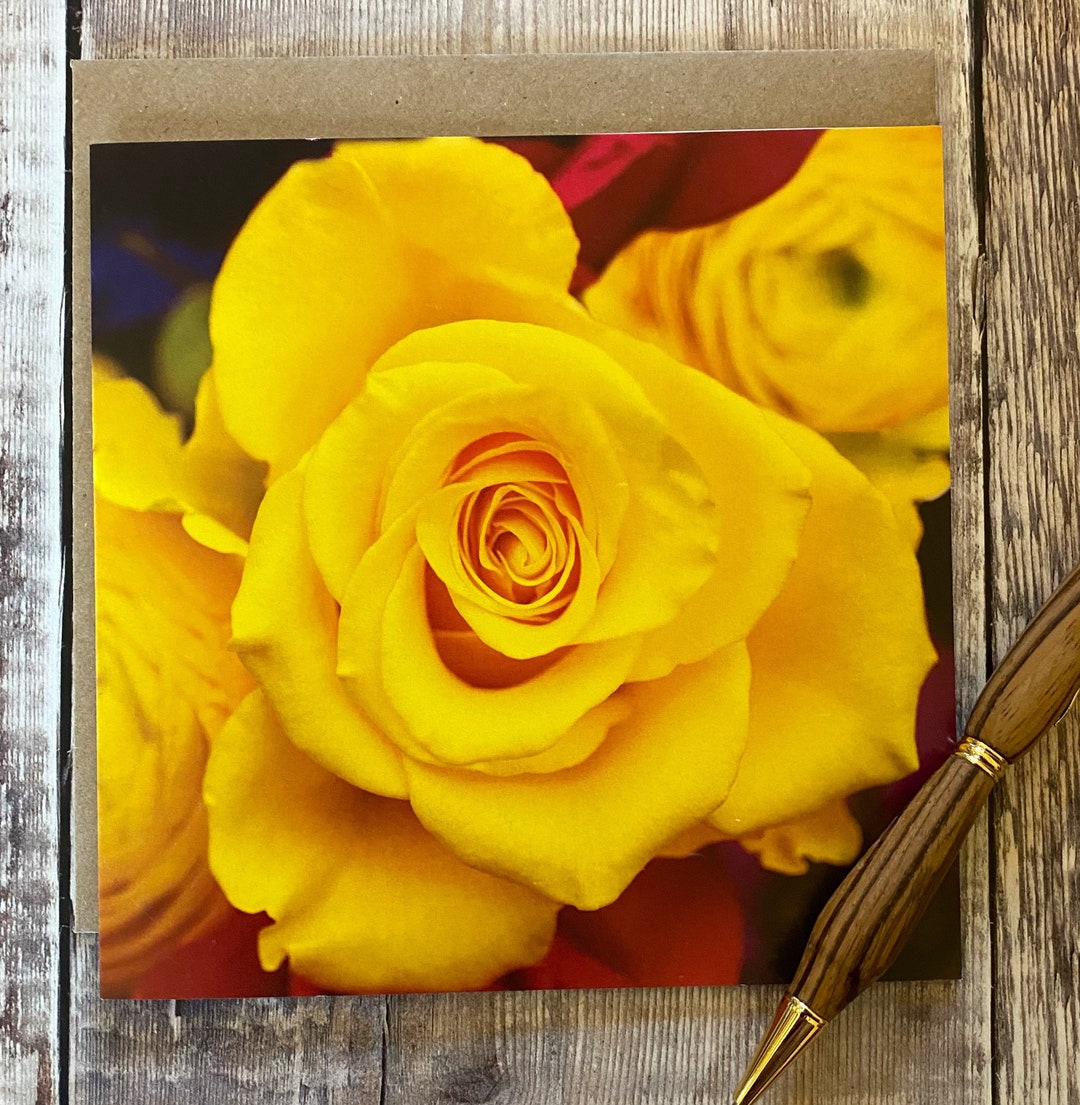 Yellow Rose Greeting Card: Floral Birthday Card - Etsy UK