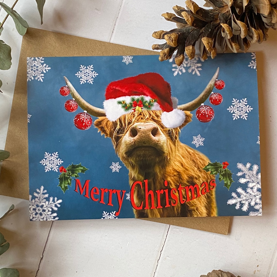 Highland Cow Christmas Card Christmas Highland Cow Card - Etsy