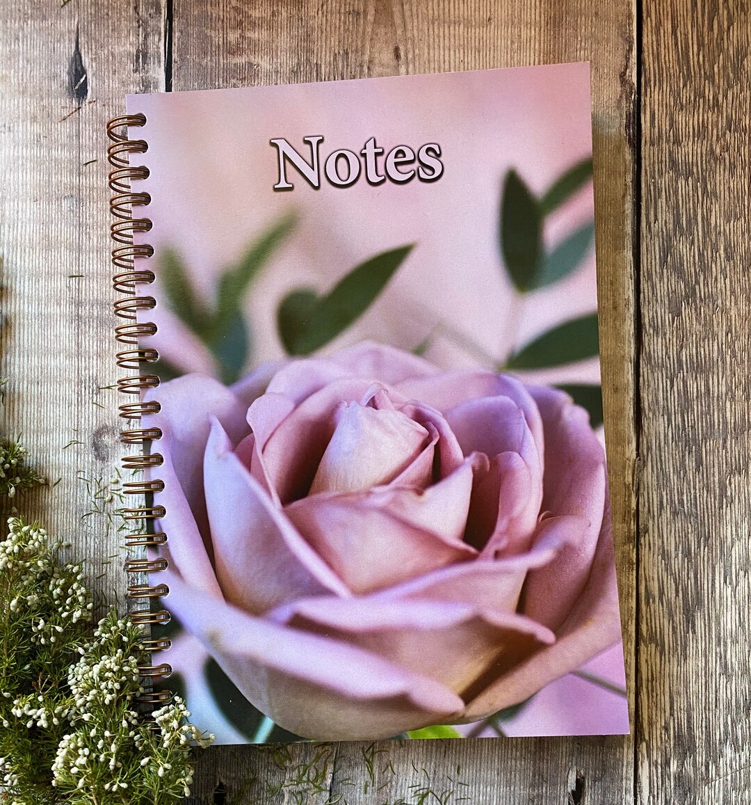 Dusky Pink Rose Notebook- A5 Pink Rose Notebook - Rose Notebook ...