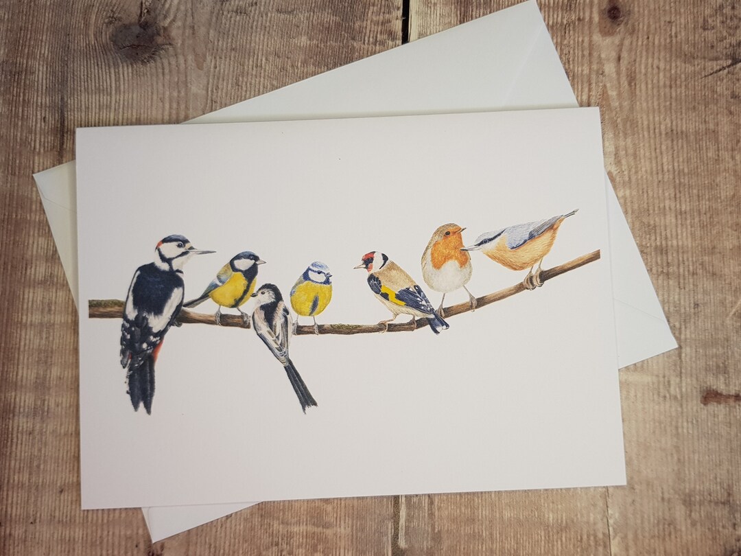 Bird Card Birds on a Branch Card Greetings Card Blank Inside Card for ...