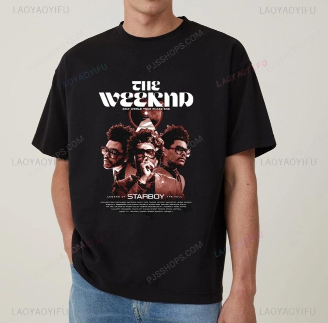 Famous Singer THE WEEKND Classic Poster Print Men's Fashion Shirt ...