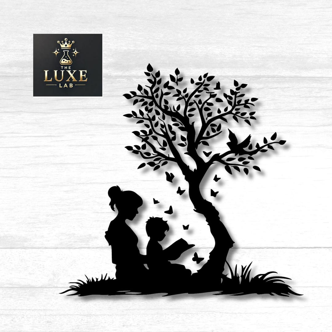 Mother Daughter Tree Silhouette SVG: Family Art Clipart for Home Decor ...