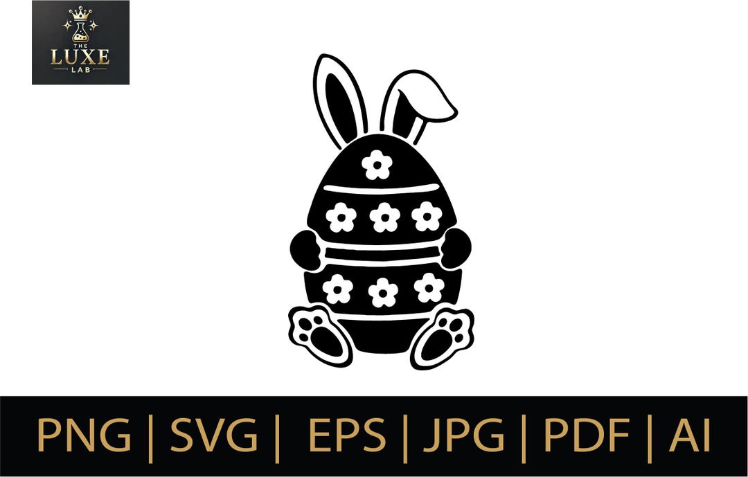 Cute Easter Bunny SVG, Floral Bunny, Egg Cut File, Easter Clipart ...