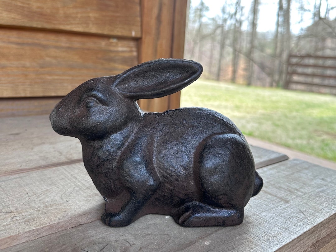 Large Heavy Cast Iron Sitting Rabbit Heavy Big Bunny - Etsy