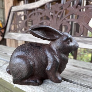 Large Heavy Cast Iron Sitting Rabbit Heavy Big Bunny - Etsy