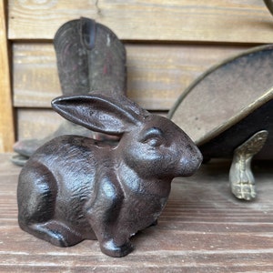 Large Heavy Cast Iron Sitting Rabbit Heavy Big Bunny - Etsy