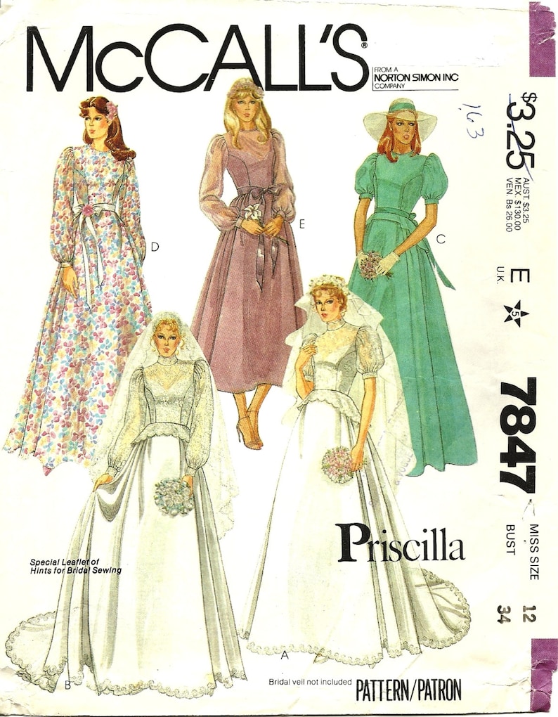 PRISCILLA Design Mccalls 7847 Size 12. Wedding, Bridesmaid, Formal ...