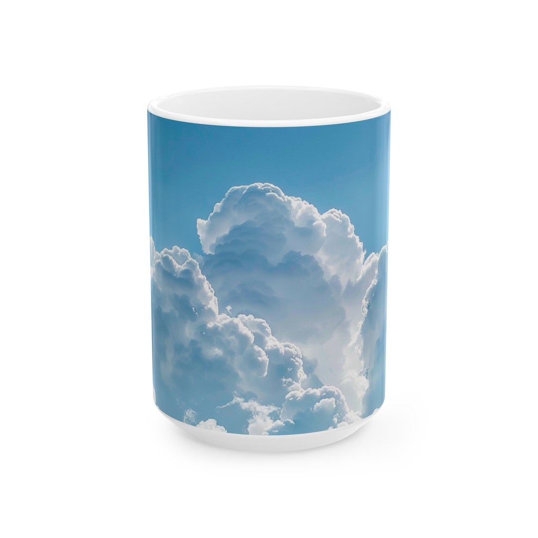 Heavenly Sky Mug - White Fluffy Clouds in a Clear Blue Sky on a White ...